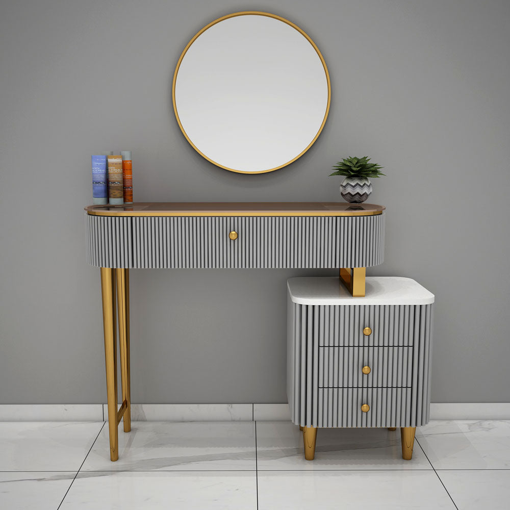 Dressing Table, Dressing Table Top with White Stone & Brown Tinted Gla ...