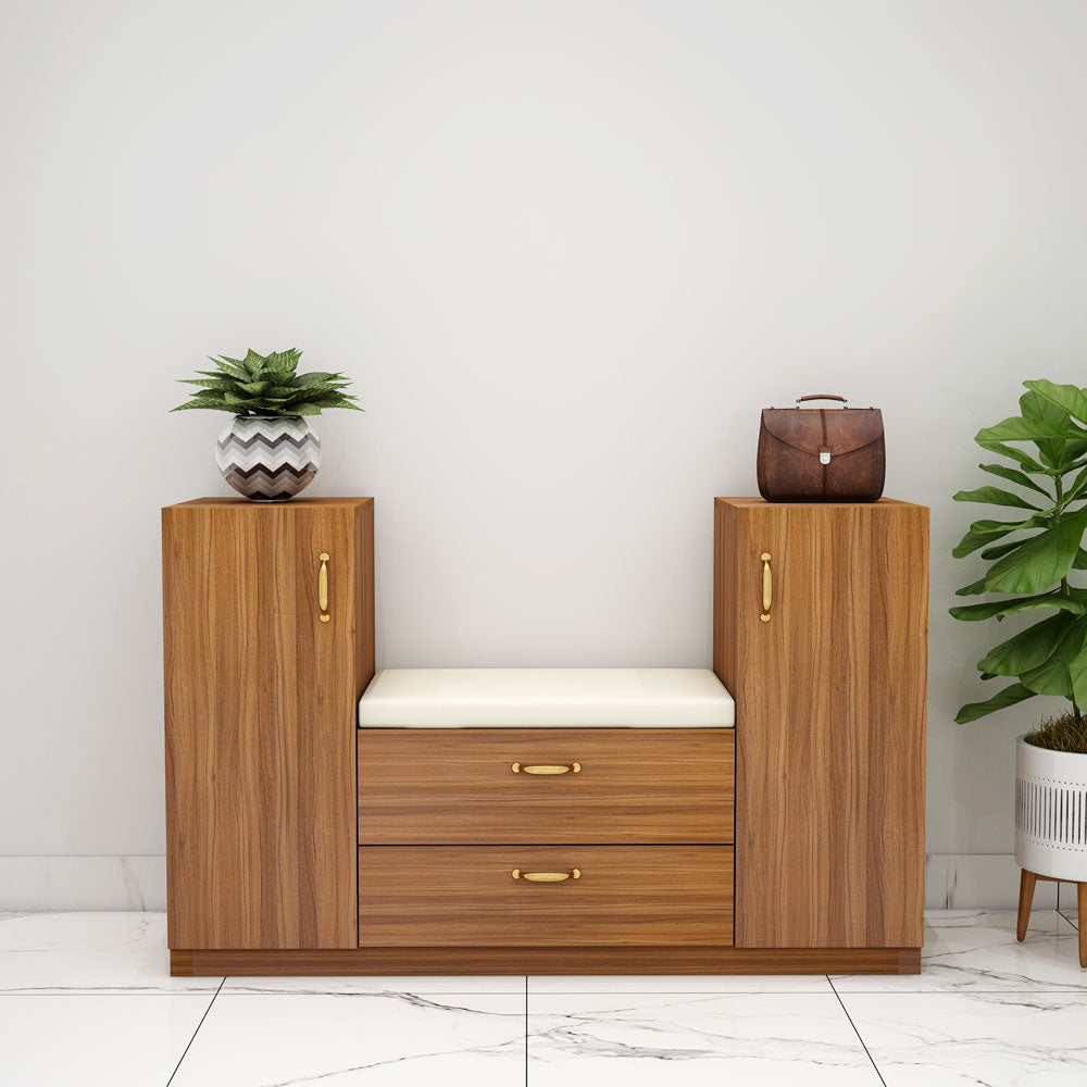 Modern Entryway Storage Bench with Side Cabinets - 3-Piece Wooden Furn ...