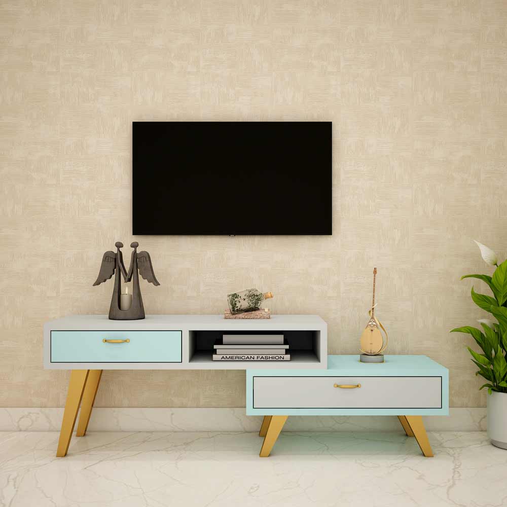 Entertainment Unit, Blue & Grey Color TV Unit, Entertainment Unit For ...
