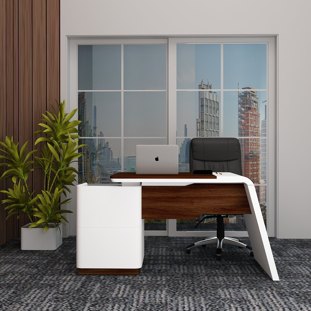 Office Table, MD Table,Office Table in White & Dark Brown Color, Offic ...